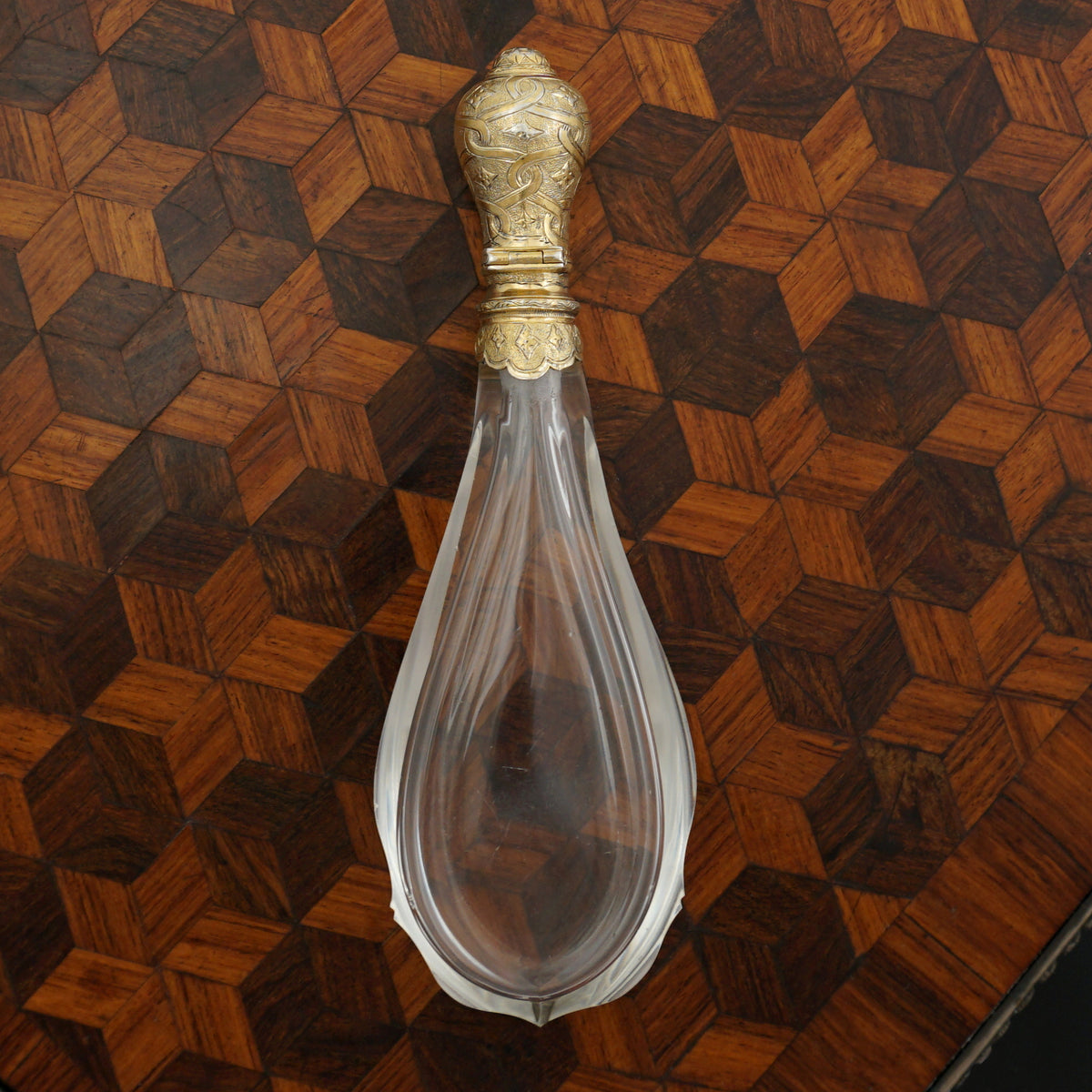 Antique French Silver Perfume Bottle Crystal Tear Drop Shape Scent Bot ...
