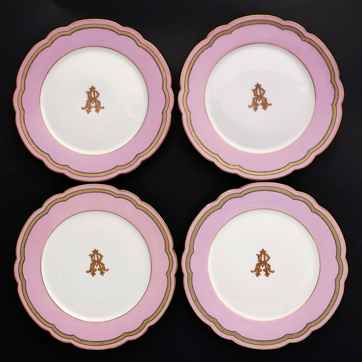 Antique French Old Paris Porcelain Pompadour Pink 15pc Dessert Service ...
