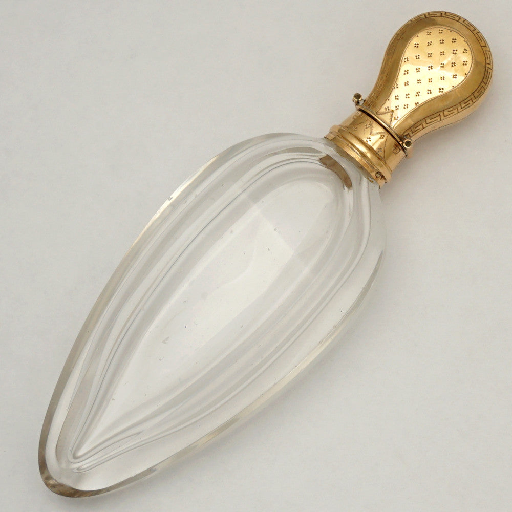 Antique Dutch 14k Gold Cut Crystal Perfume Bottle, Lay Down Scent Bott ...