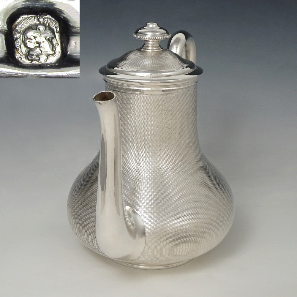 ODIOT - Antique French Sterling Silver Coffee Pot or Teapot in Box, 81 ...