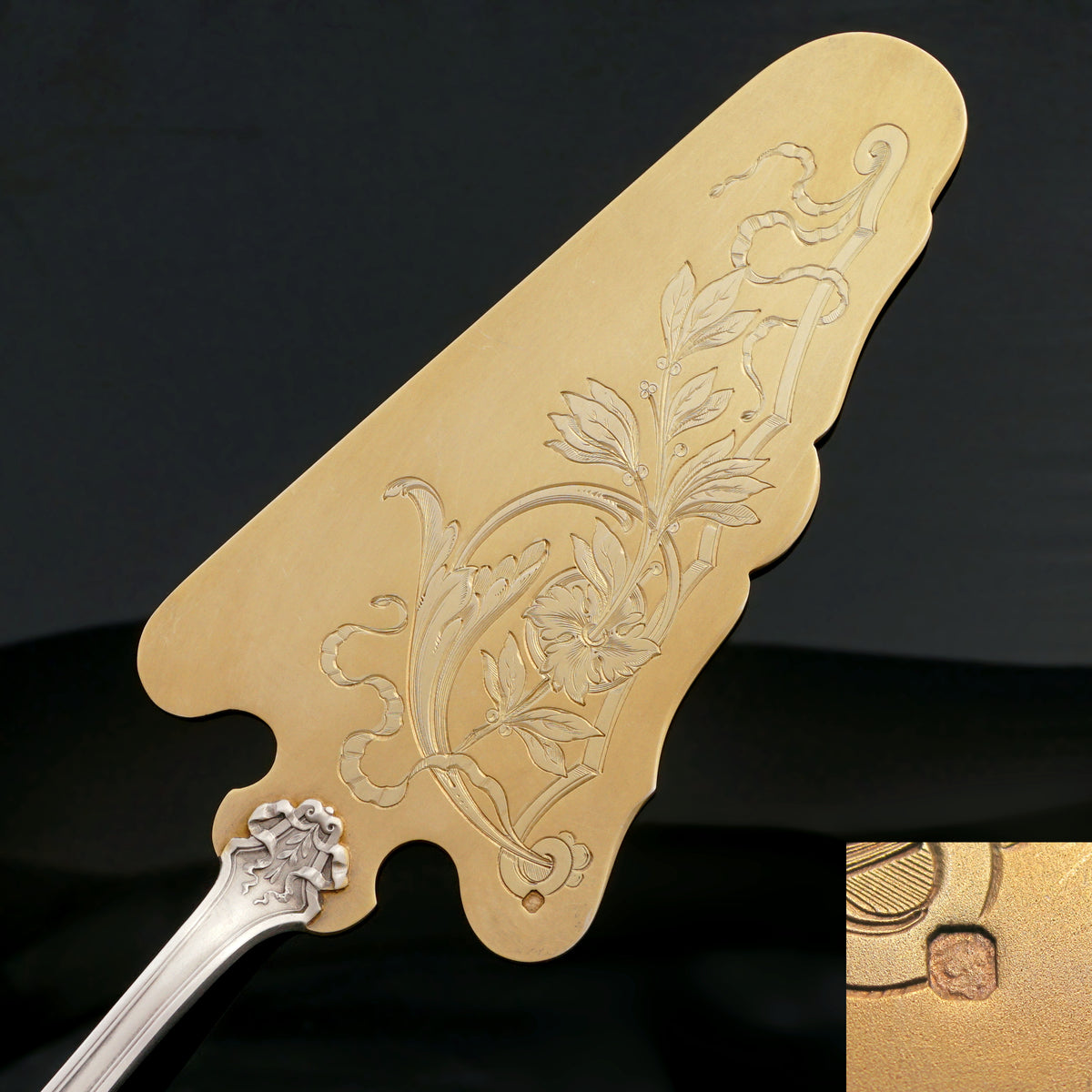 Antique French Sterling Silver Pastry Server, Pie, Dessert, Cake, Gilt ...