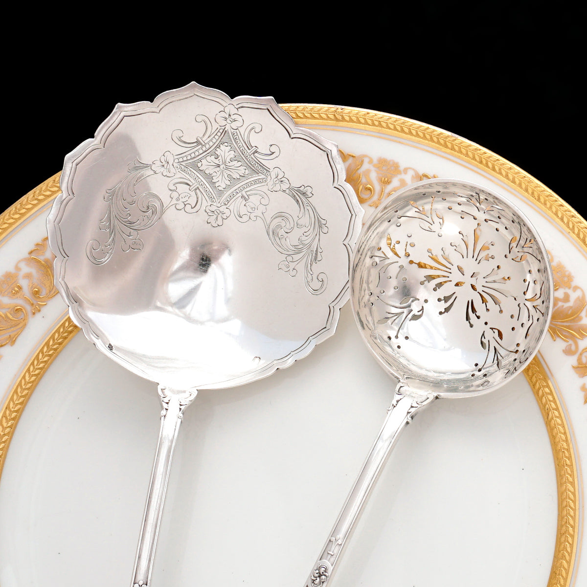 PUIFORCAT Antique French Sterling Silver FER DE LANCE Strawberry Serve ...